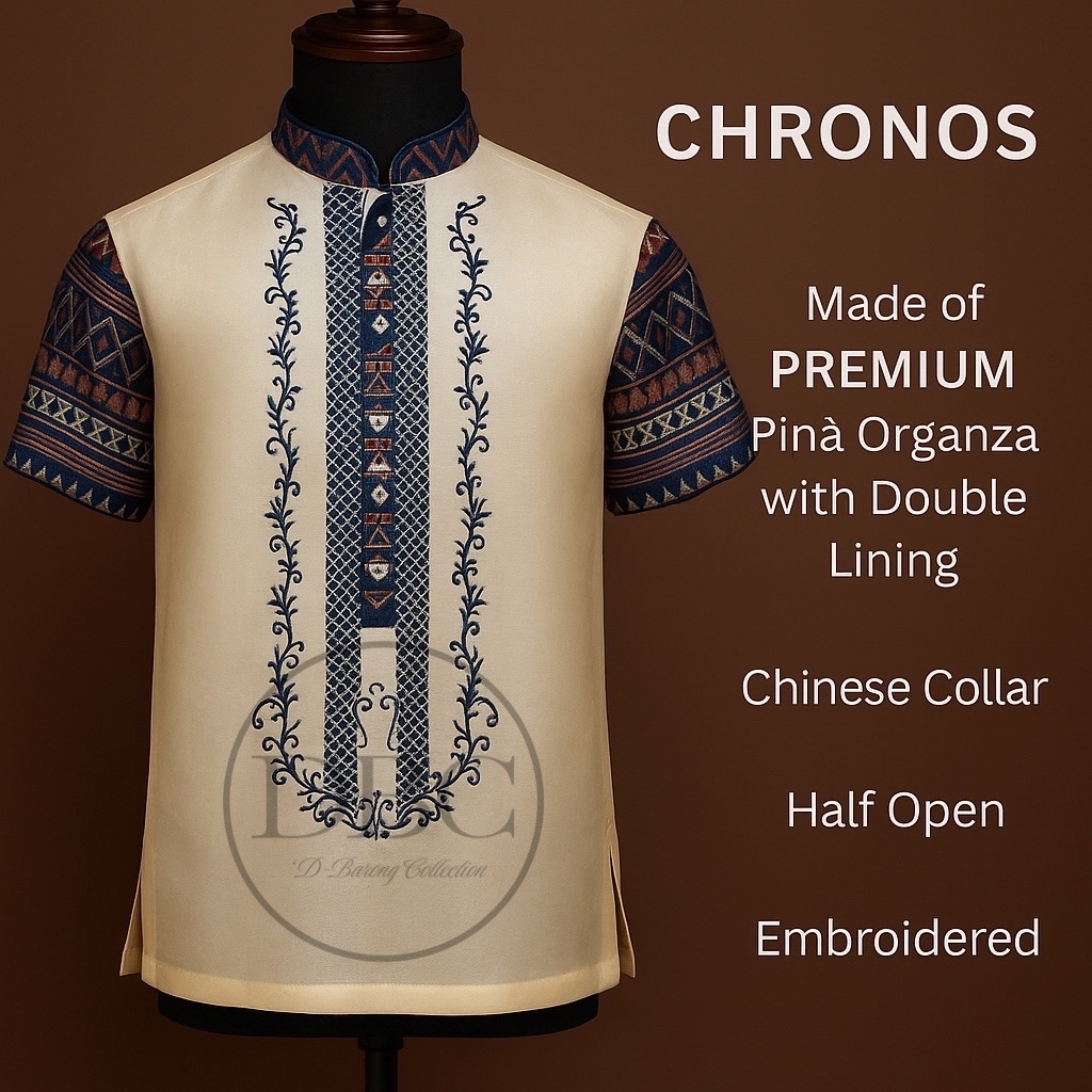 MODERN POLO BARONG - CHRONOS DESIGN WITH ETHNIC SLEEVES CHINESE COLLAR ...