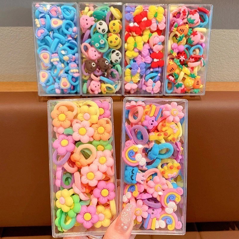 Buy 3 Take 3 60pcs Cartoon Hair Tie for Kids Cute Colorful Flower ...