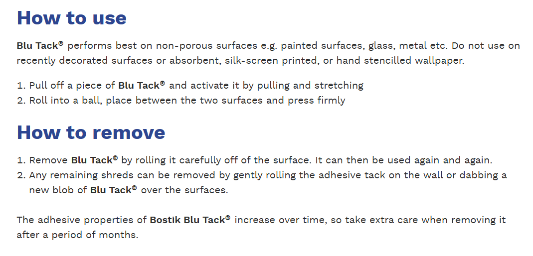 Bostik Blu Tack Original Multi-Purpose Re-usable Glue Strip 75g Better ...