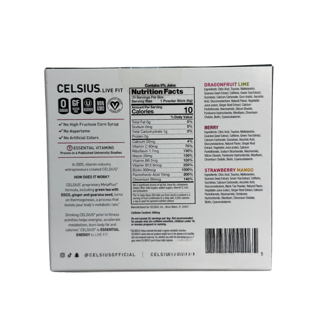 Celsius Live Fit Energy Powder Sticks 30 Pieces | Shopee Philippines