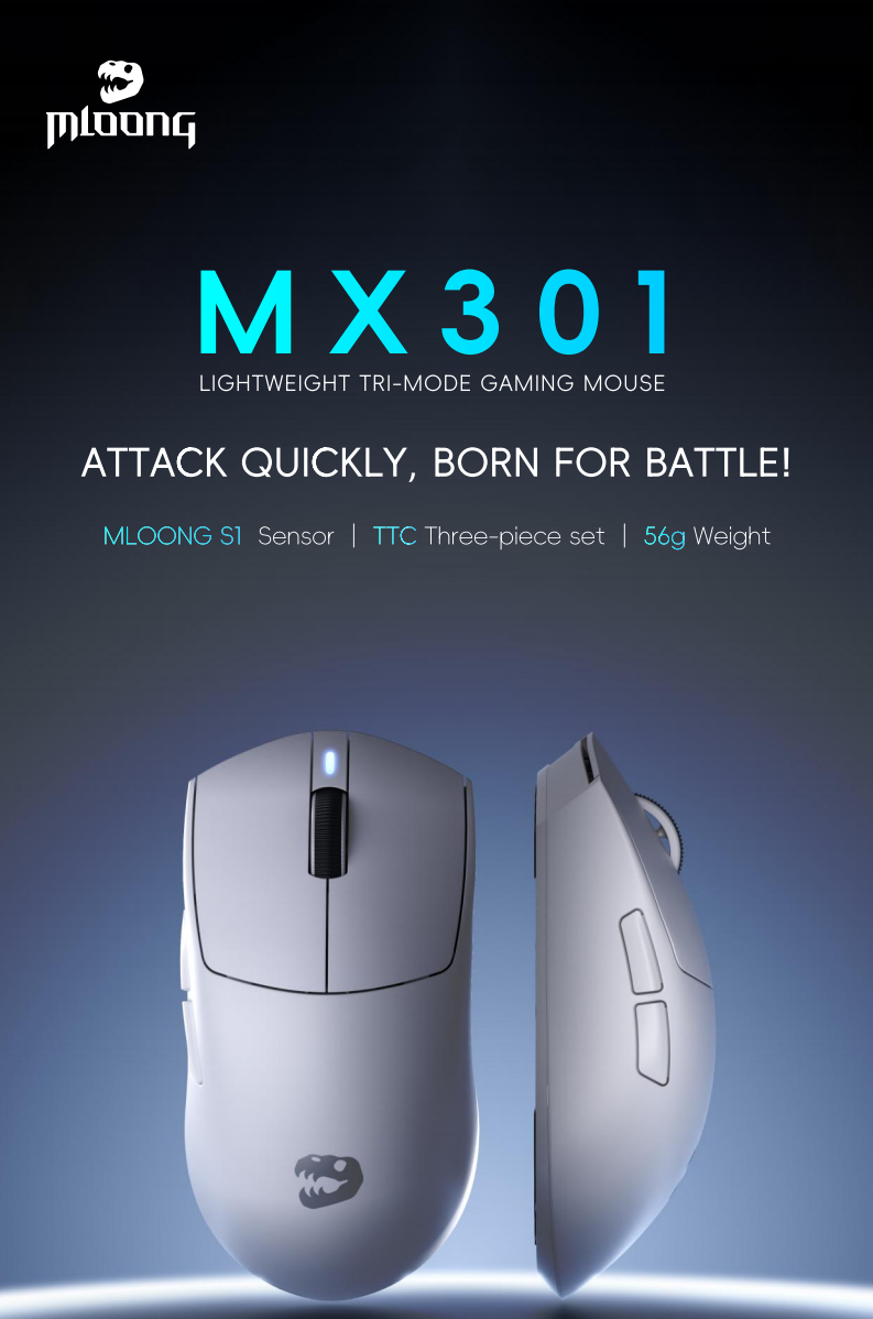Mloong MX301 Wireless Gaming Mouse Tri-Mode Mice Lightweight Ergonomic Shape Mouse For PC Laptop ...