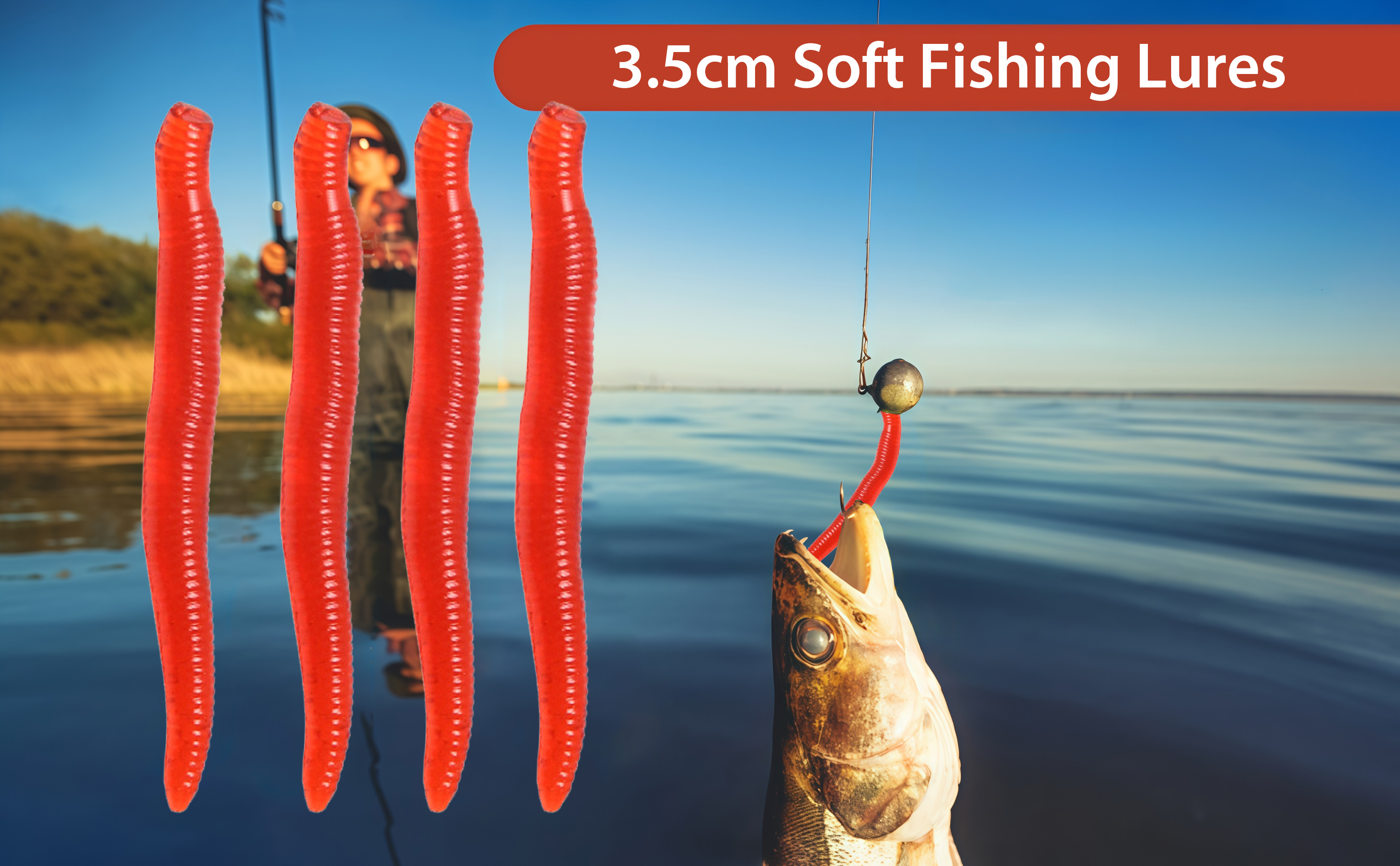 10/ 50 /100pcs Realistic Fishy Smell Red Worms Bait Soft Simulation ...