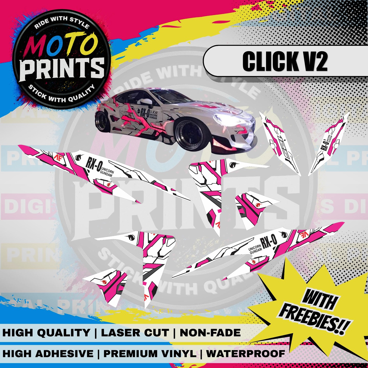 HONDA CLICK VARIO V2 INDO RX-0 UNICORN GUNDAM CONEPT DECALS (WATERPROOF ...