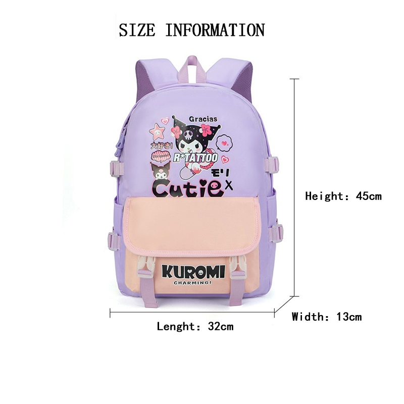 HYM SHOP#4022 Teenage Girls Backpack KUROMI Cartoon Characters Multi ...