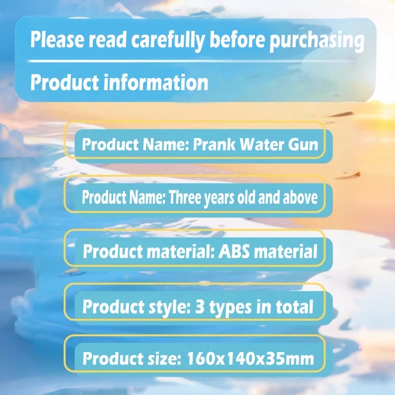 Prank Water Gun Double-Sided Reverse Spray Prank Toy Summer Beach Water ...