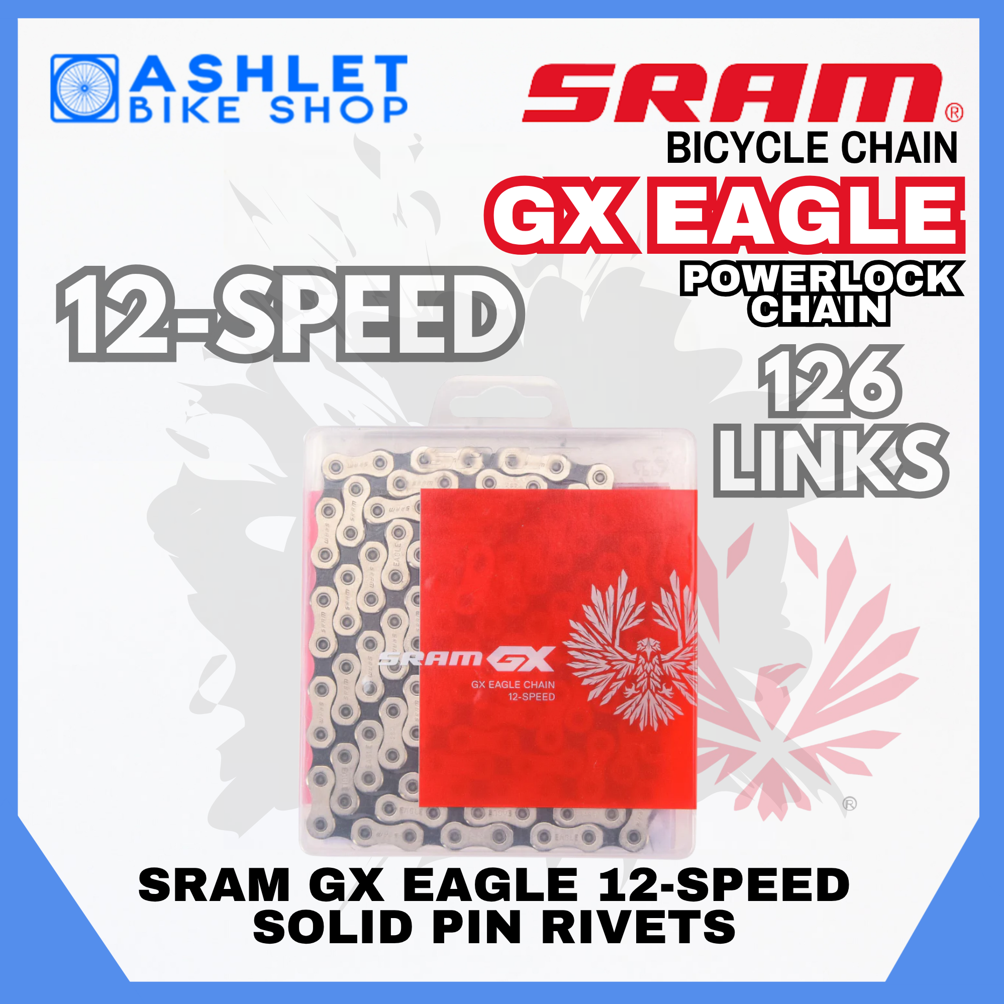 ORIGINAL SRAM GX EAGLE BIKE CHAIN 12 SPEED 126L MTB SOLID PIN POWERLOCK ...