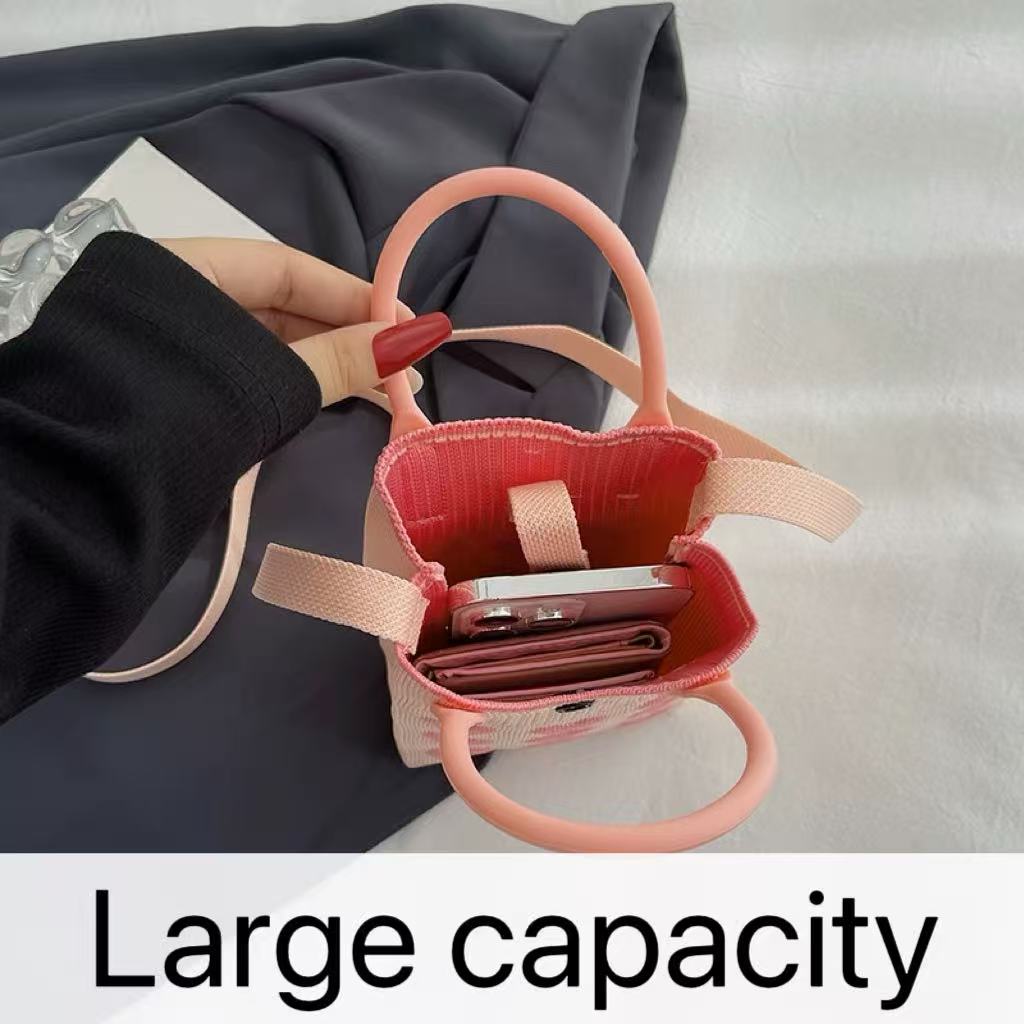 Fashion Sweet Love Knit Handbag High-capacity Mini Knot Wrist Bag Knit Phone Bag Women sling bag ...