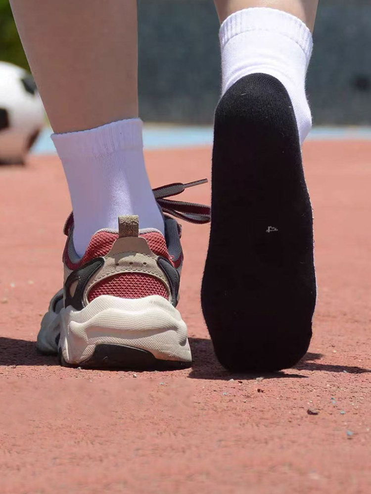 12Pairs High School Socks For Men/Women | Breathable Cotton Plain Black ...