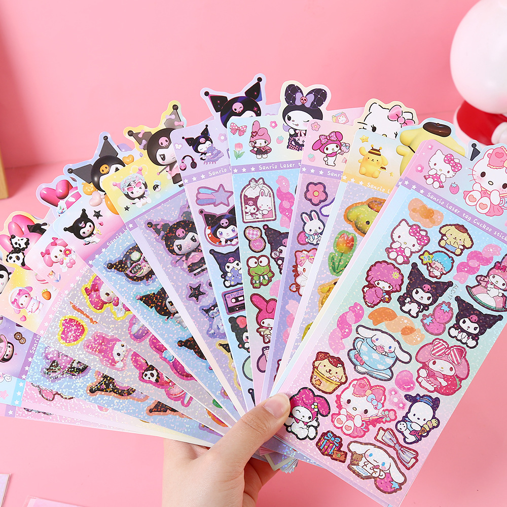 20Pcs Sanrio Kuromi Melody Cinnamoroll Sticker Sheet with Laser Finish ...