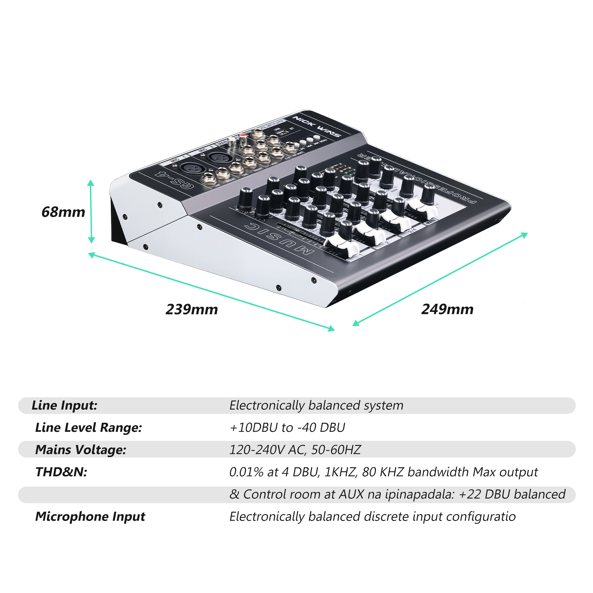 audio mixer 4/7 channel Mixer with Bluetooth built-in EQ/recording ...