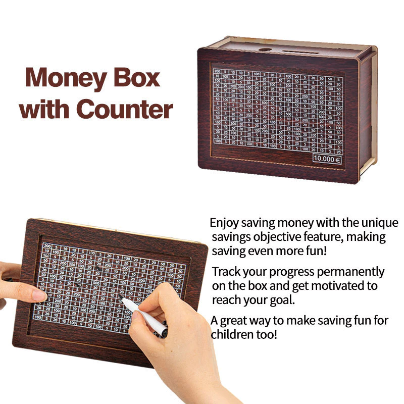 10000/5000/1000 Alkansya Ipon Challenge Coin Bank Reusable Wooden ...