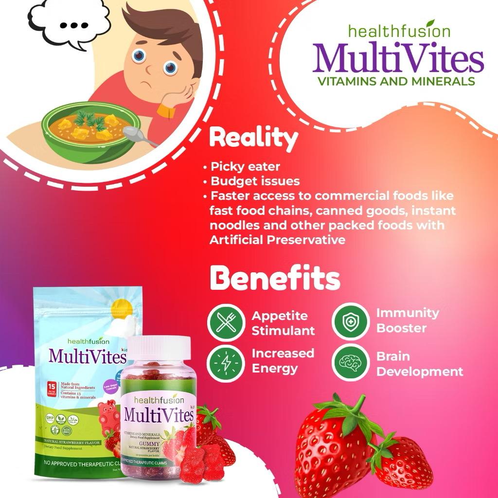 MultiVites Immunity Pouch - 15 Gummy Complete Multivitamins for Kids ...