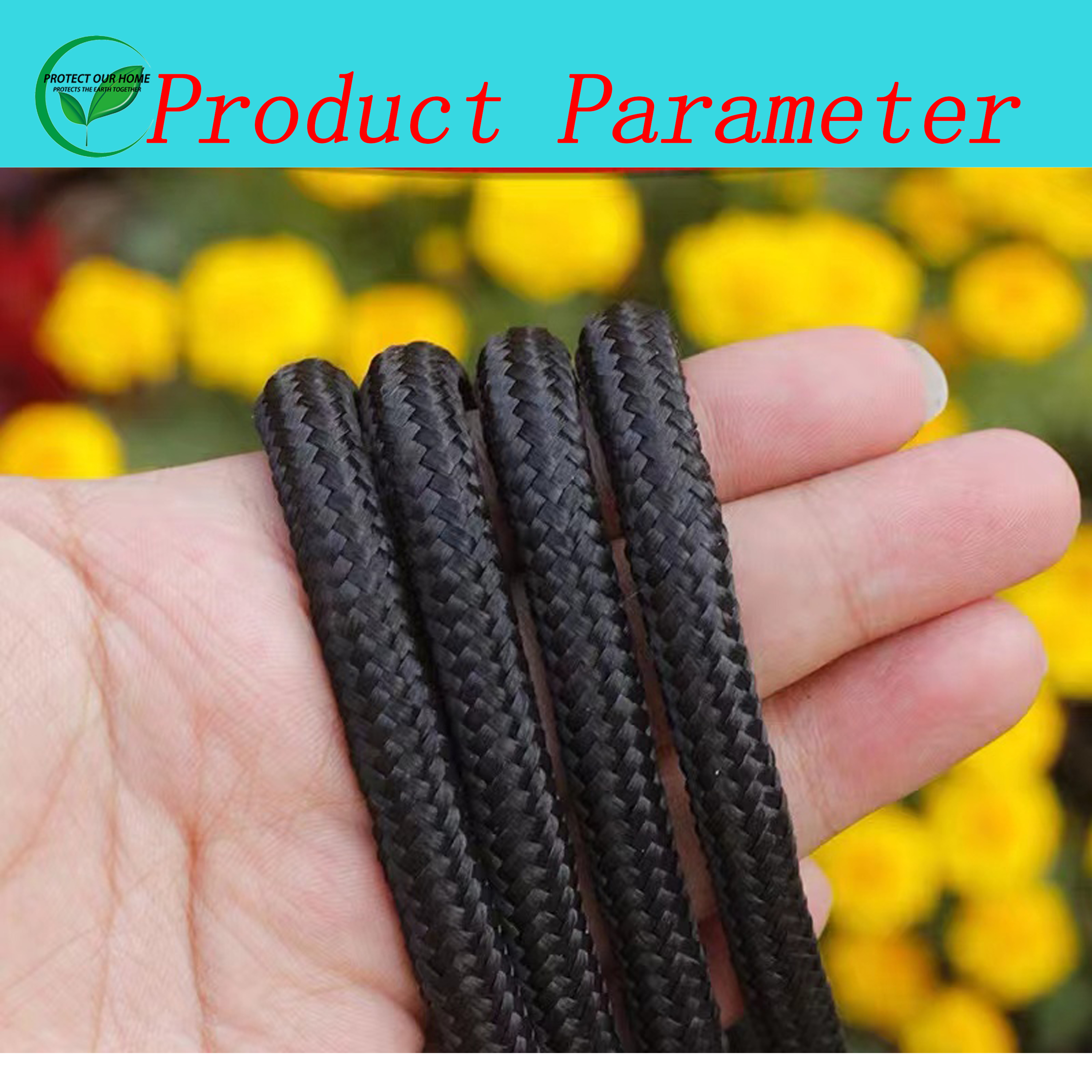 1 roll 10/20Meters 4mm-10mm Pure Black braided rope Multifunctional ...