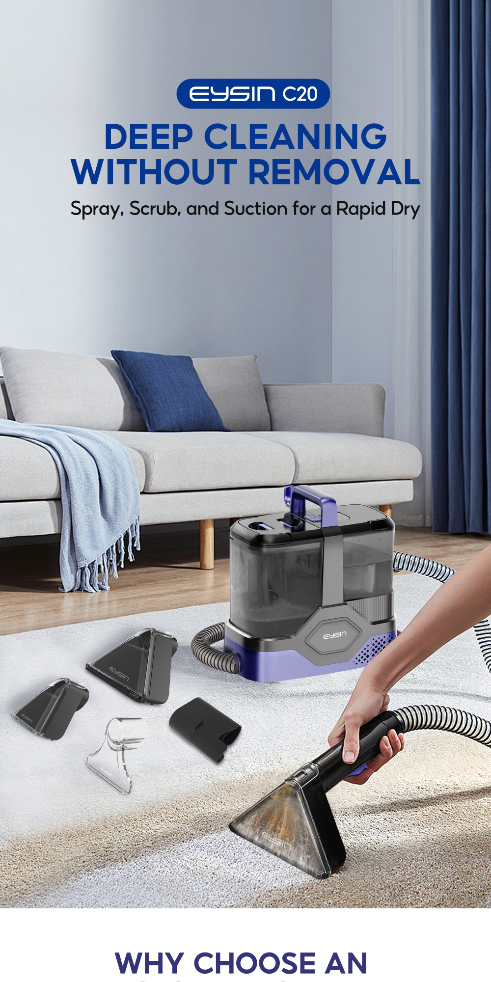 EYSIN C20 Multifunction Spot Cleaner Wet & Dry Vacuum One-Touch Self ...