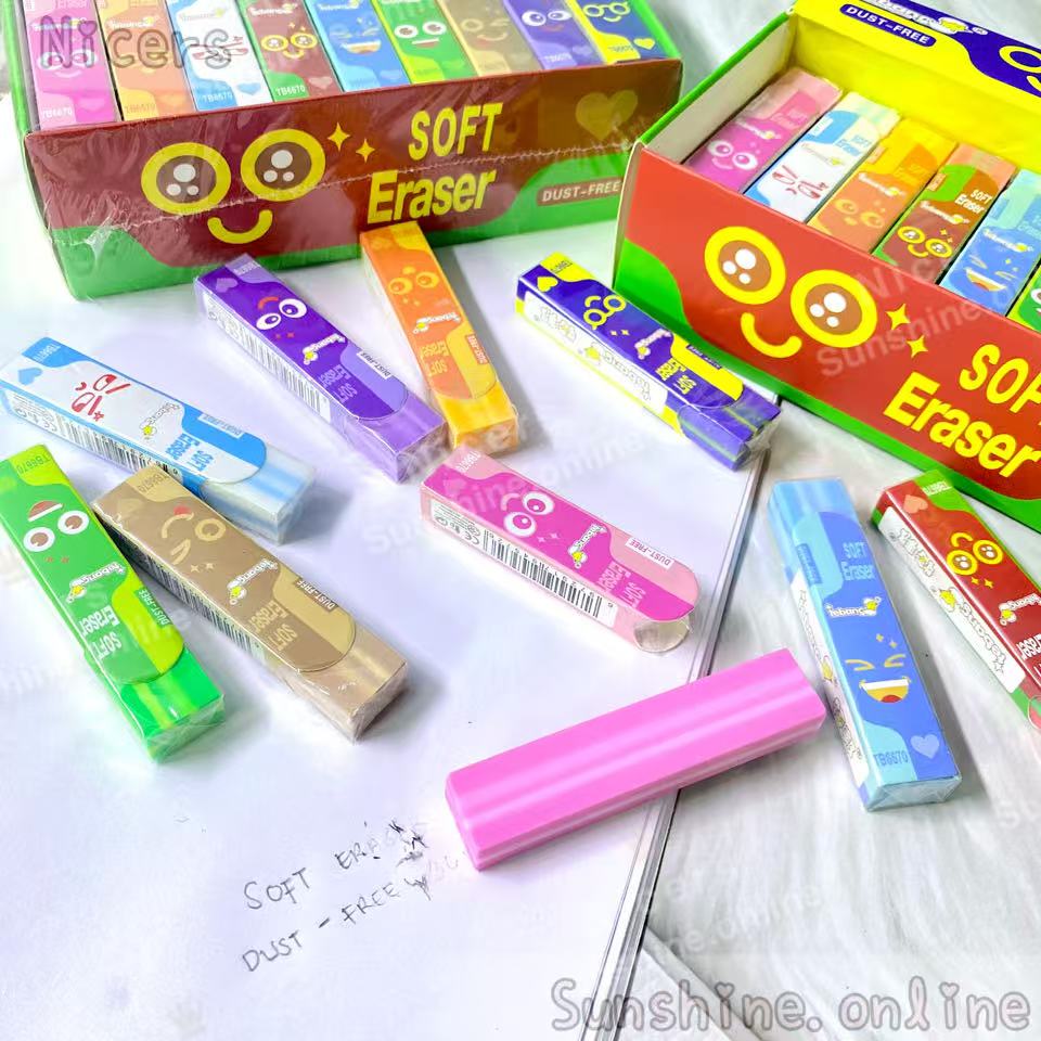 36pcs/Box Long strip eraser Tebang PVC Pencil Eraser Soft Eraser Dust ...