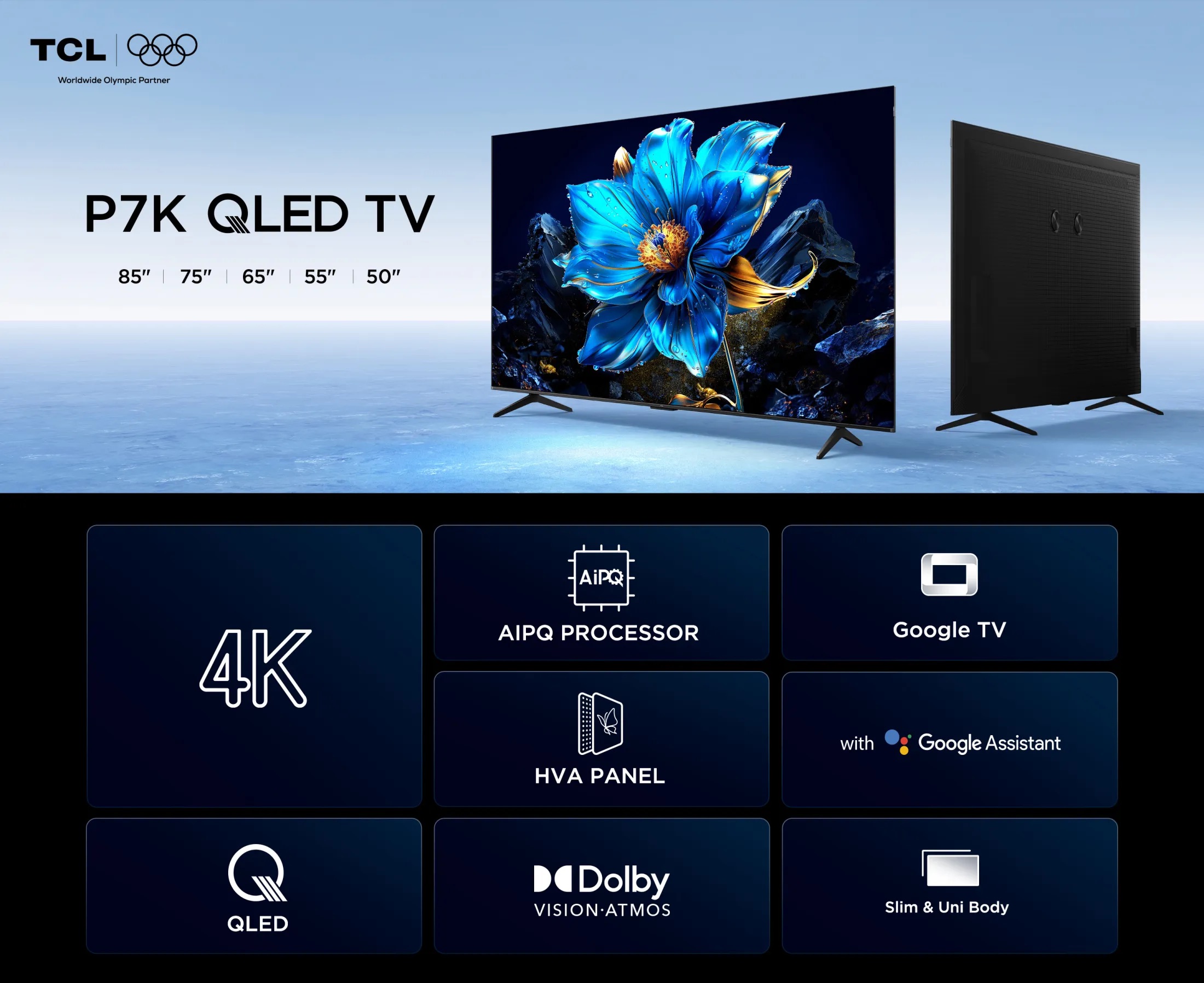 TCL P7K QLED TV 65 Inch, Google TV, Google Assistant, 4K HDR, AIPQ ...