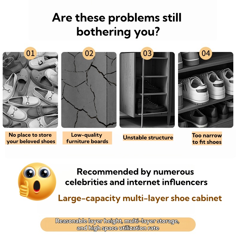 Lunas Shoe Cabinet Multi-Layers High-Grade Wooden Rattan Door Large ...