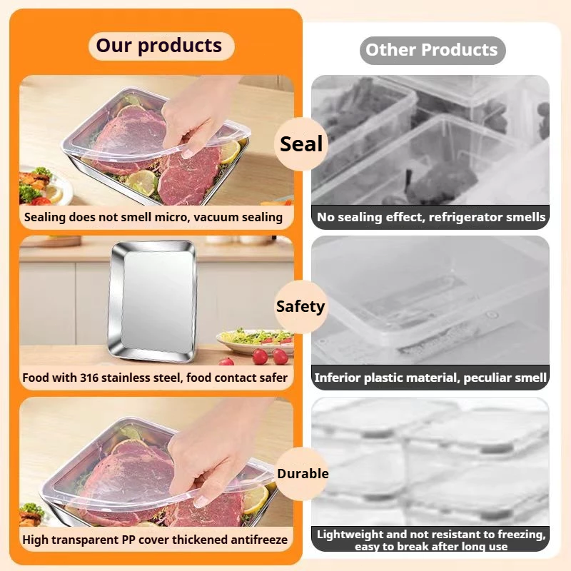 Autox Food Storage Stainless Buy 1 TAKE 2 Tray With Cover Retain ...