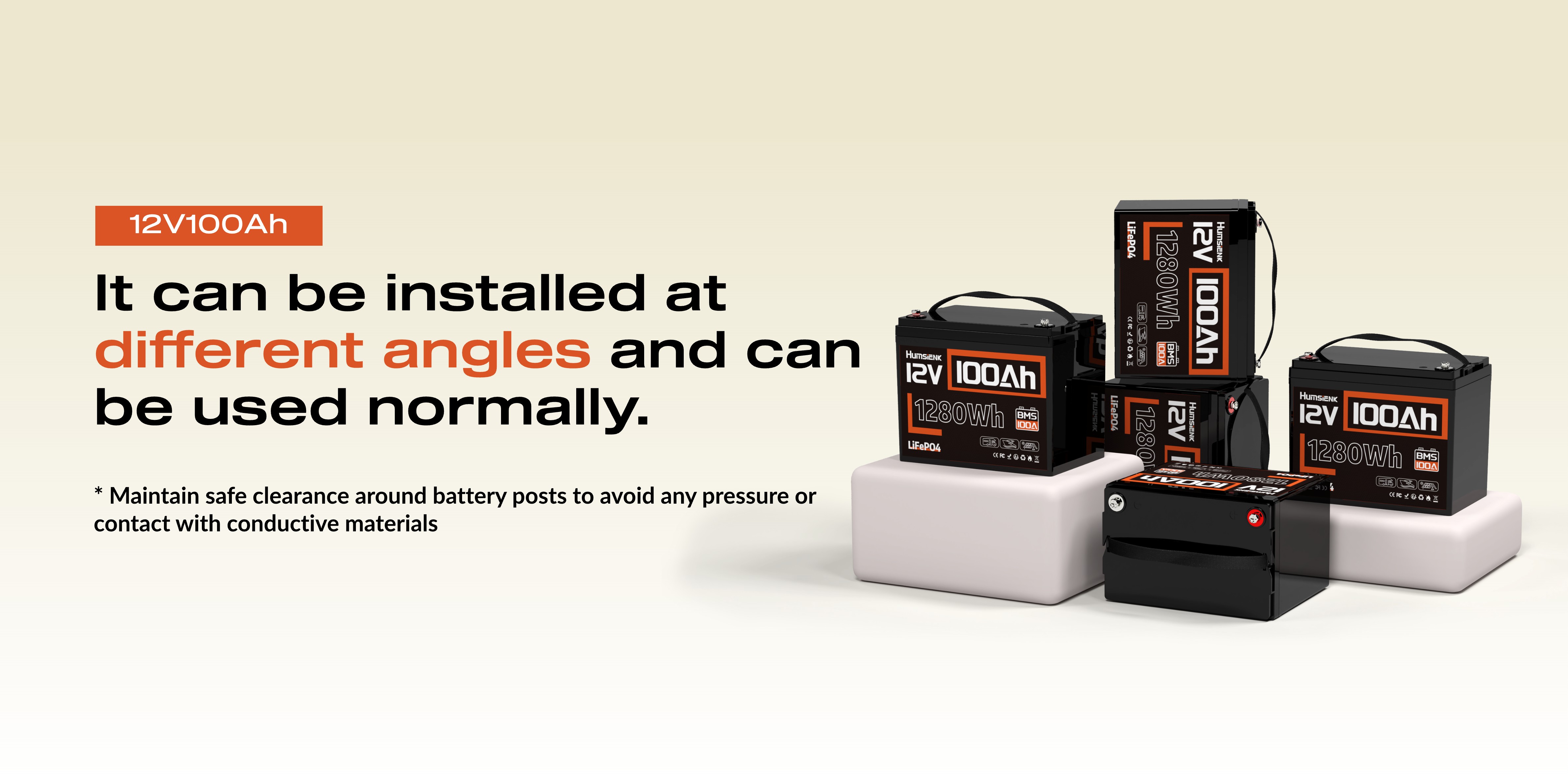 Humsienk 4pack 12v 100ah lifepo4 battery, 15000+ deep cycles 100A smart ...