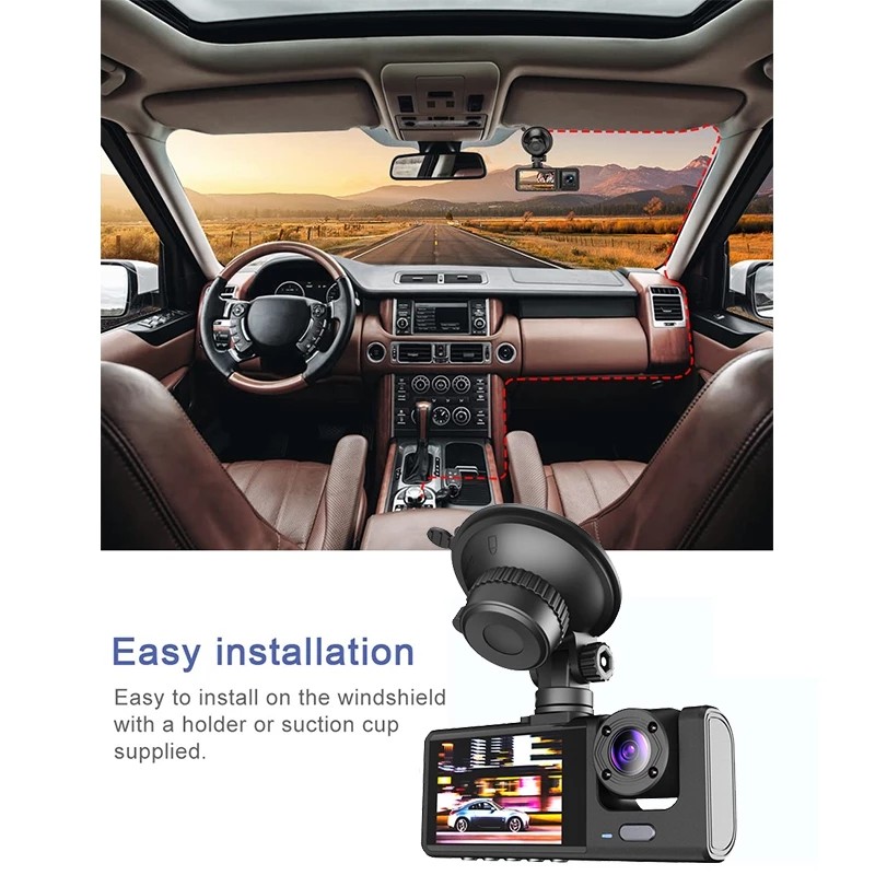 Lenovo 3 Camera Lens Car HD 1080P 24h Parking Monitor DVR Wifi Dash Cam ...