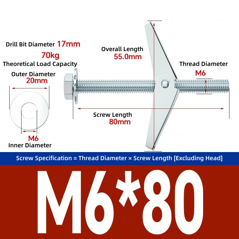 10PCS M4/M5/M6 Heavy Duty Hollow Wall Anchors for Drywall Ceiling ...