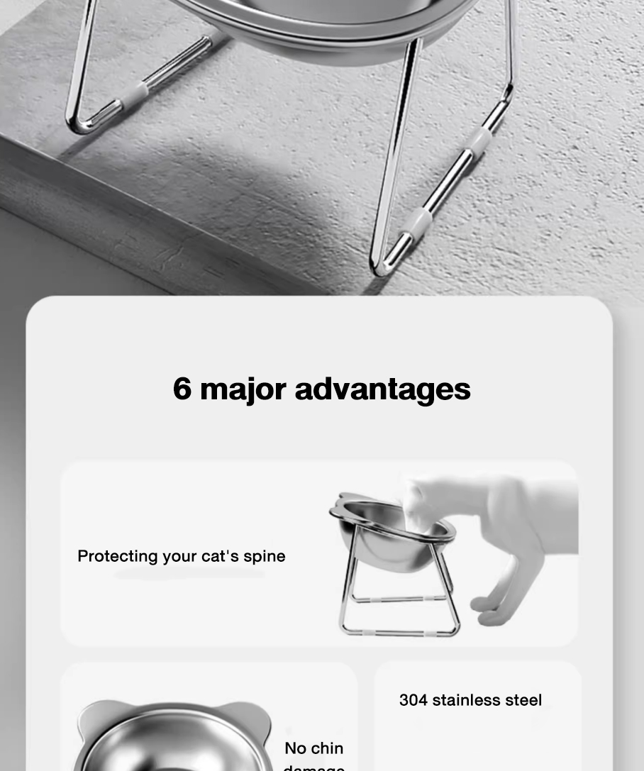 Pet Food Bowl Stainless Cat Dog Bowl 240gCapacity Elevated Anti-Ant ...