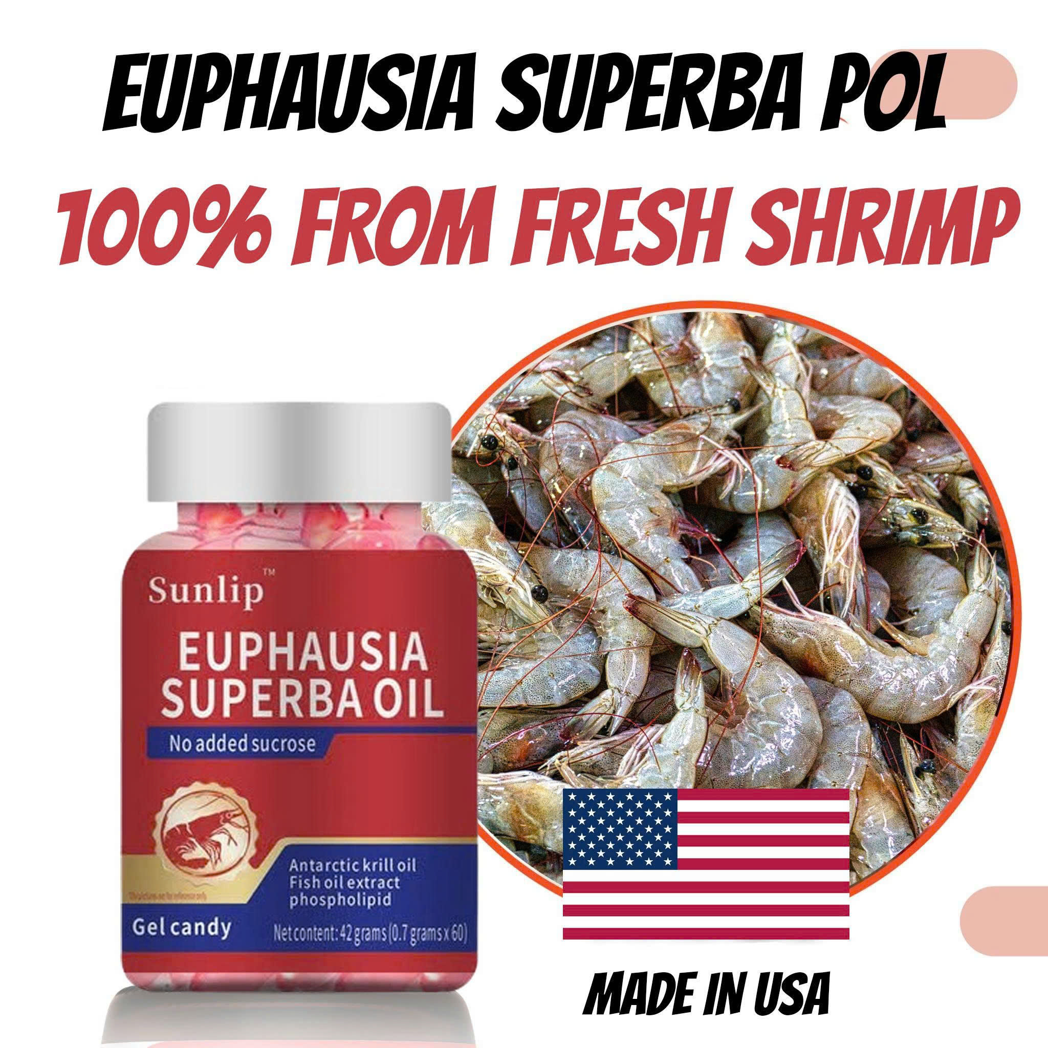 SUNLIP EUPHAUSIA SUPERBA KRILL OIL Clean Antarctic Source Gentle on ...