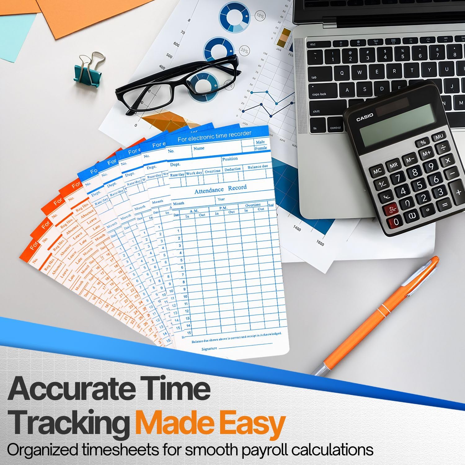 Punch Clock Time Cards Non-thermal Clock Attendance Card Recording Time ...
