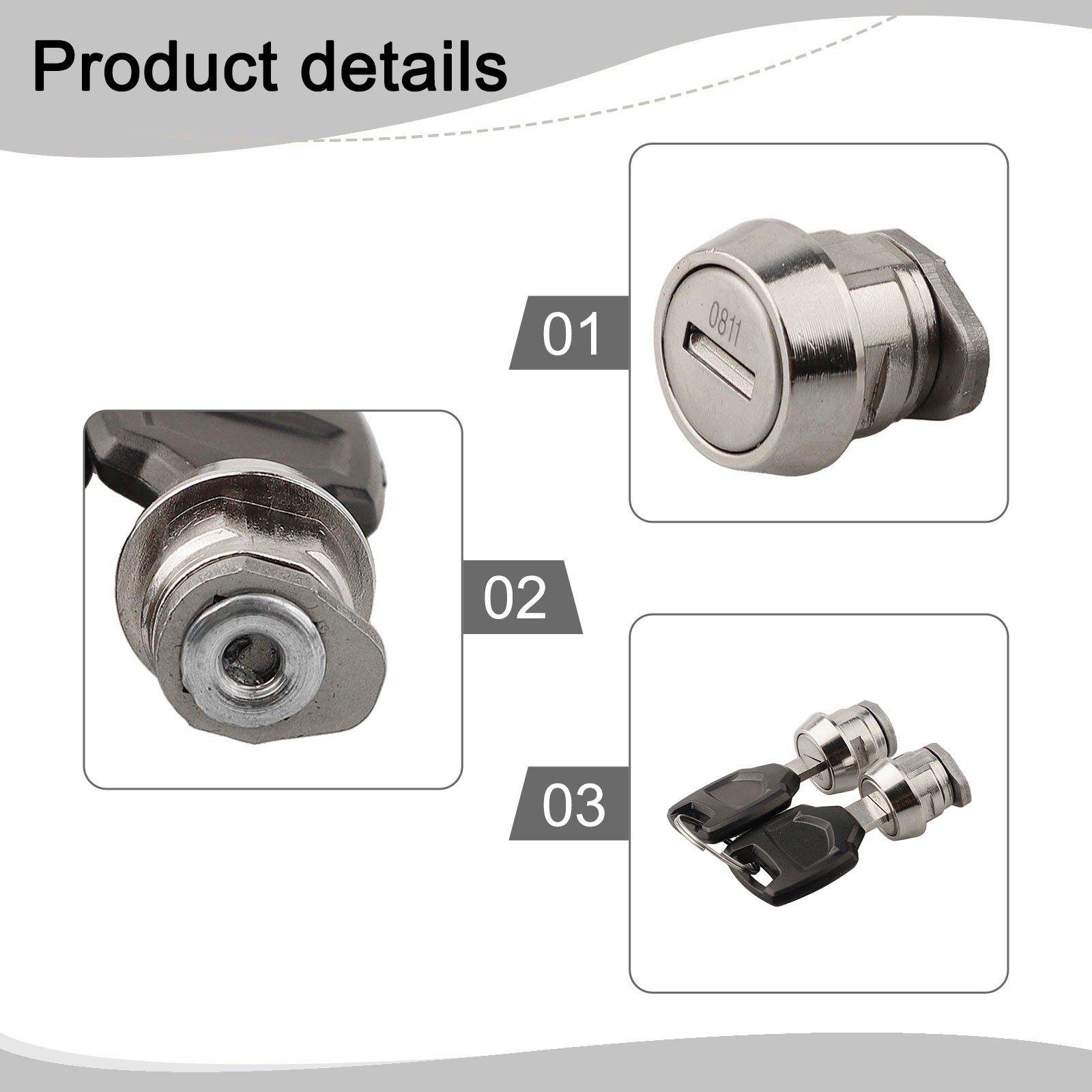 Motorcycle Top Box/Pannier Lock Cylinder Set (2PCS) Keyed Alike, 2 Keys ...