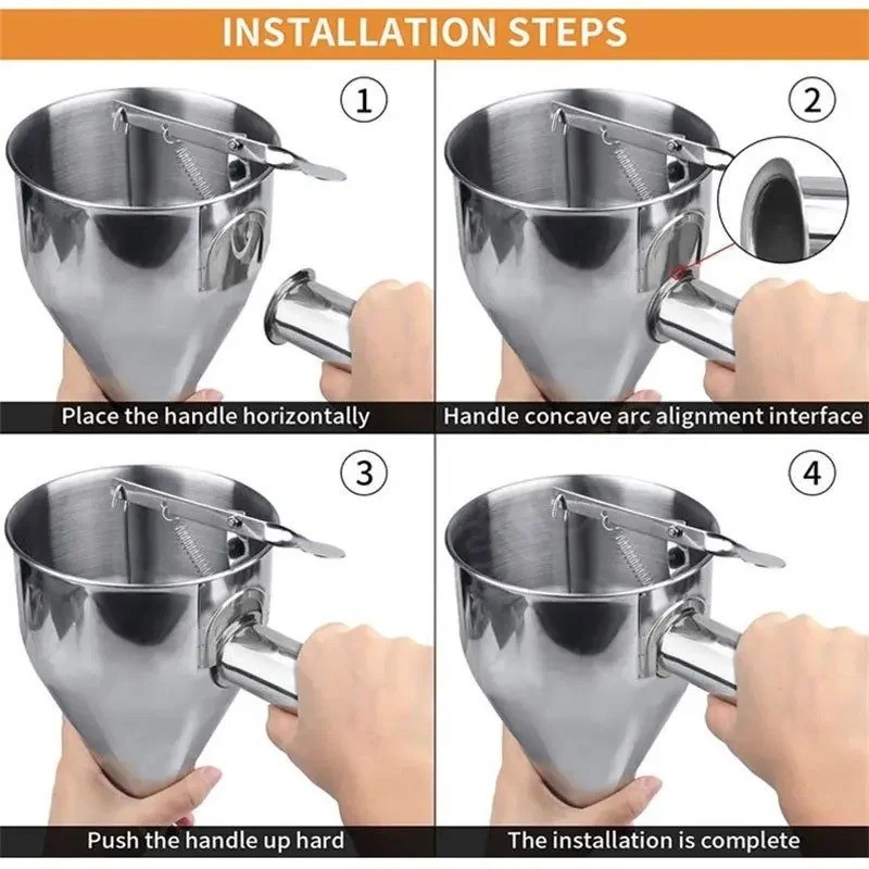 1200ml Stainless Steel Batter Funnel With Bracket Pancake Dispenser ...