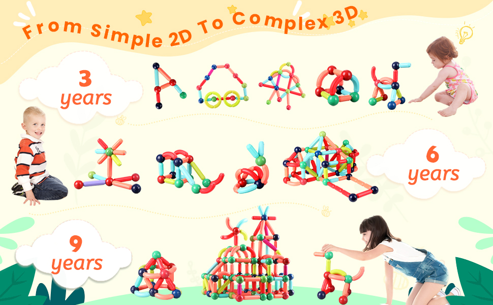 NIKO 84pcs Magnetic Building Blocks Big Size Magnetic Sticks Early ...