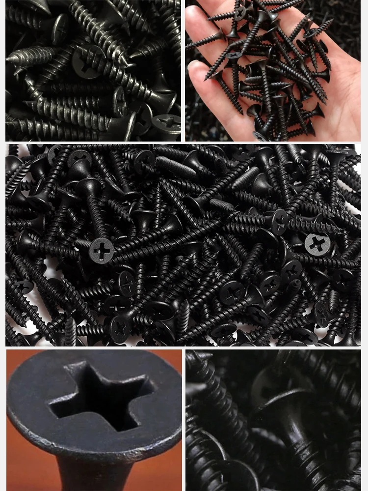 (100PCS) Gypsum Black Screw for Wood and Metal 1 inch to 3 inches Self ...