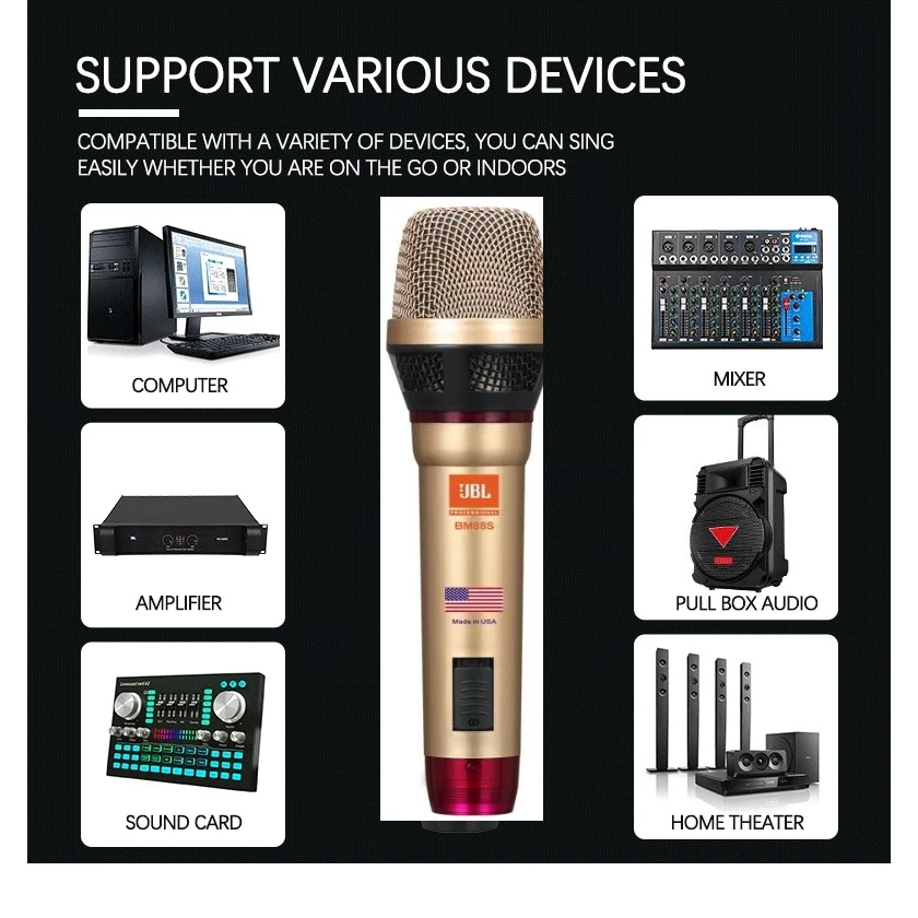 JBL DM88S Professional Dynamic Wired Microphone for Karaoke, Videoke ...