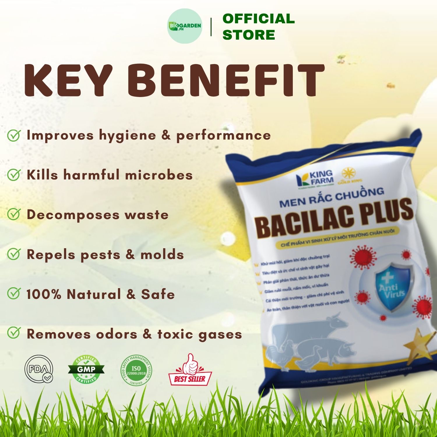 BACILAC PLUS 500G | Odor & Fly Powder, Probiotic Bedding for Livestock ...