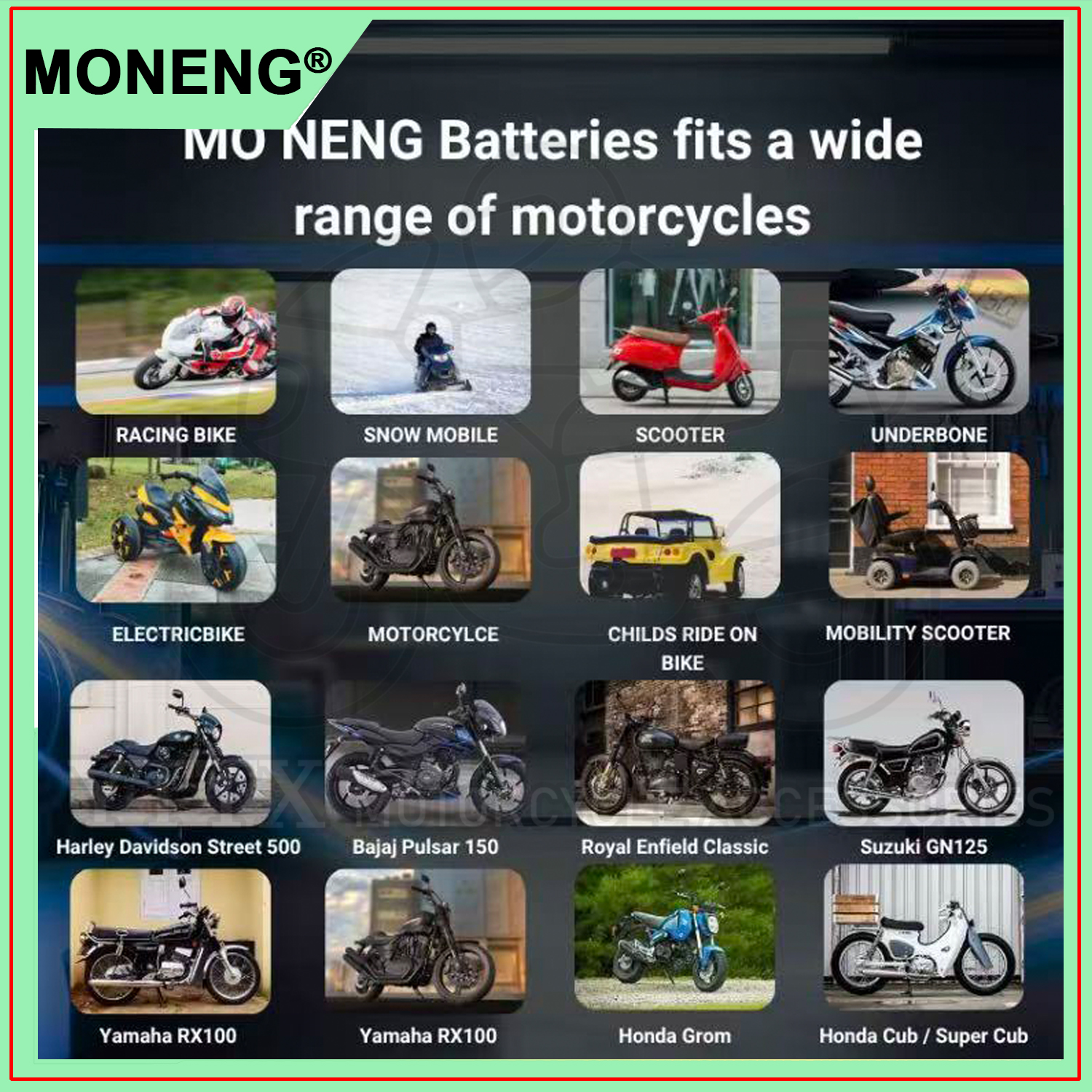MONENG Motorcycle Battery 12V Maintenance-Free Lead-Acid Battery High ...