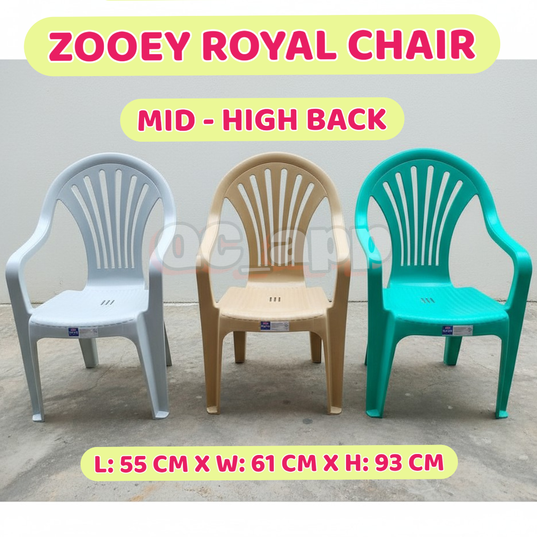 ZOOEY ROYAL CHAIR MONOBLOCK CHAIR MID HIGH BACK CHAIR ADULTS CHAIR Arm ...