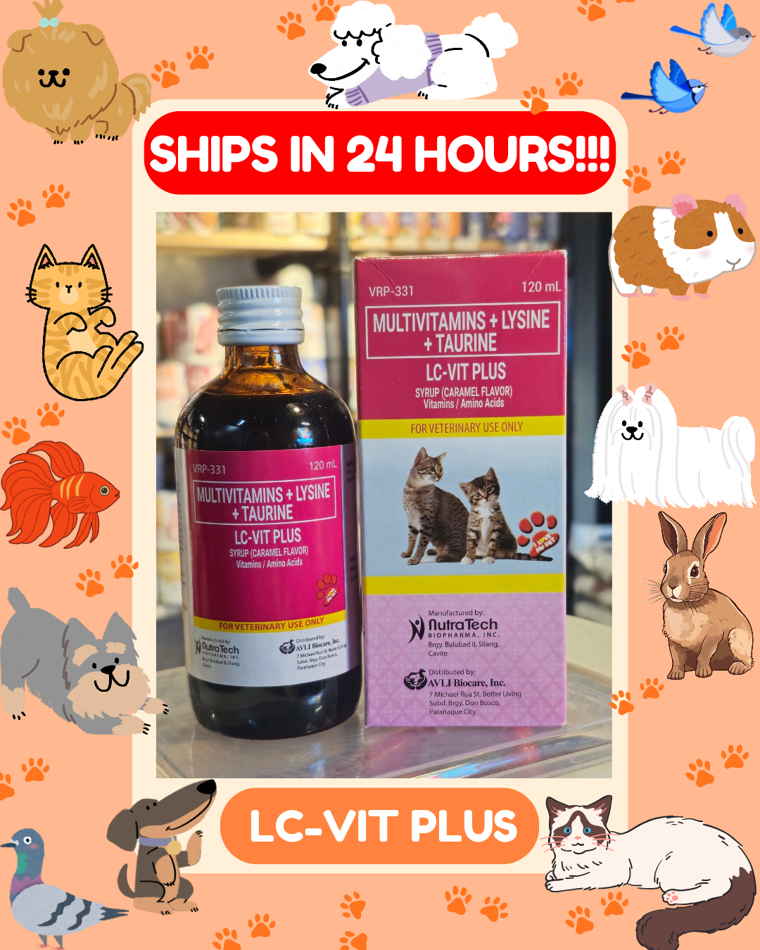 LC VIT PLUS - Multivitamins + Lysine + Taurine For Cats and Dogs ...