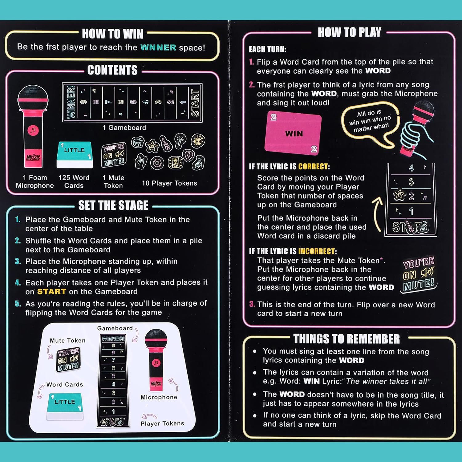 Grab The Mic Karaoke Board Game Lucky Egg Party Game 250 Song Lyrics ...