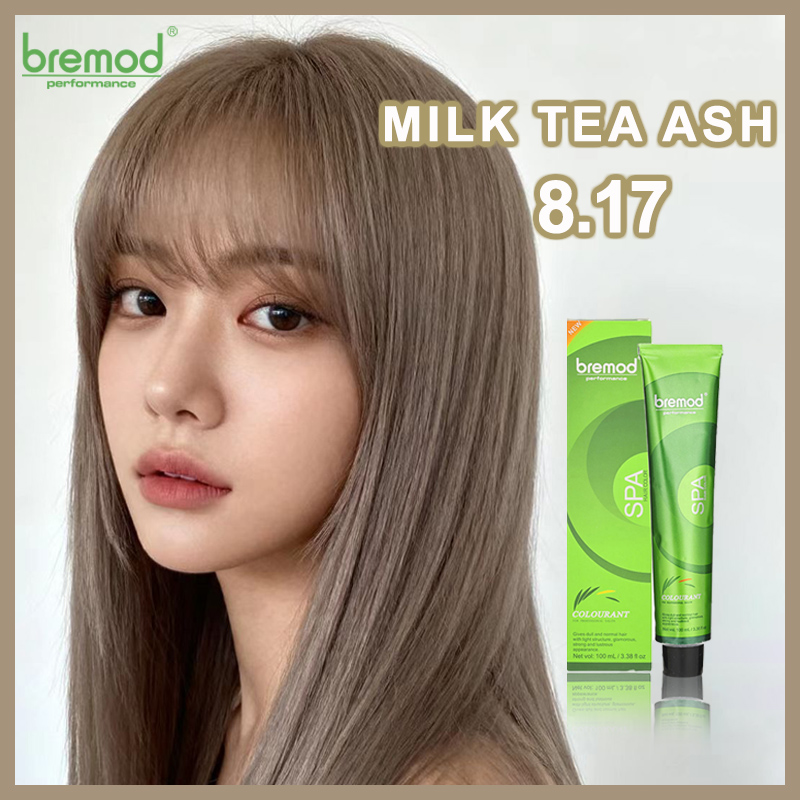 Bremod Hair Color Milk Tea Ash 8.17 Hair Dye Permanent 100ml Oxidizer ...