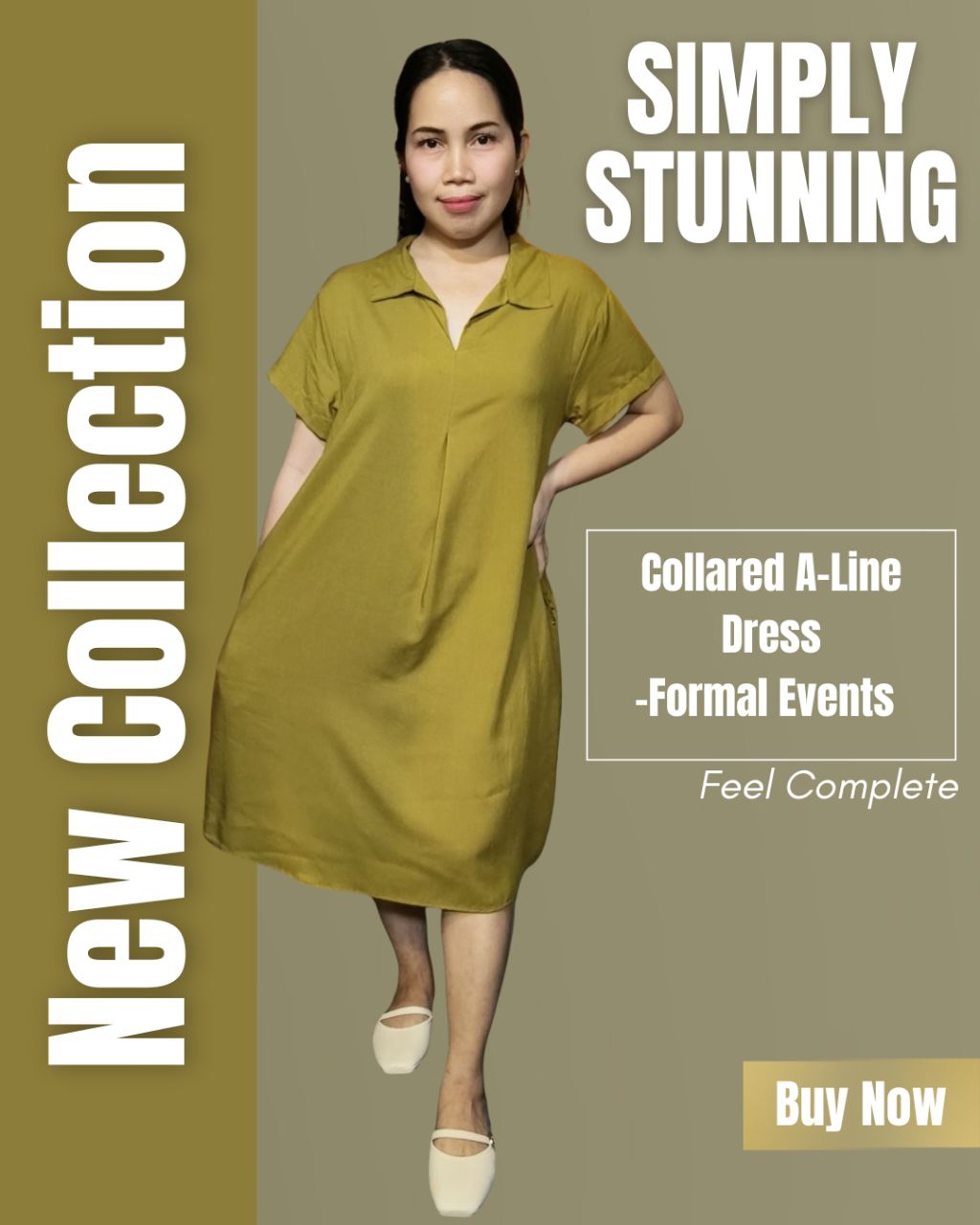 JASMINE Collared Formal Challis A line Midi Dress | Shopee Philippines