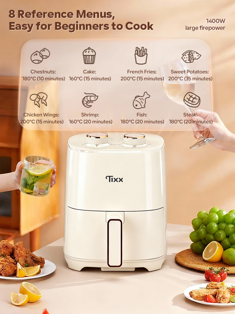 Tixx Air Fryer 3.5L Capacity Multifunctional Dual Knob With Timer 1400W ...