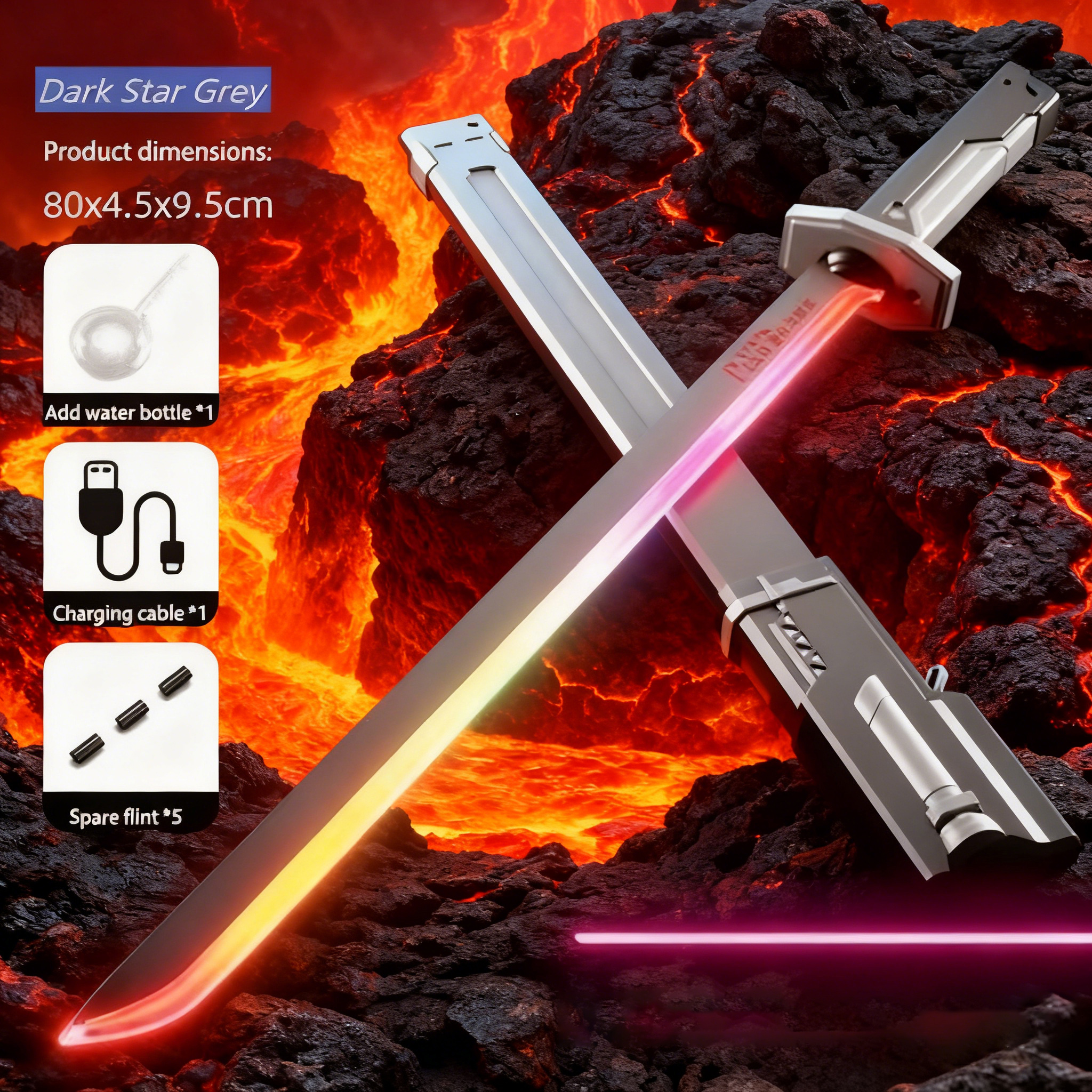 Spark Light Swords Smoke Effects LED Lightsaber Colorful Rechargeable ...