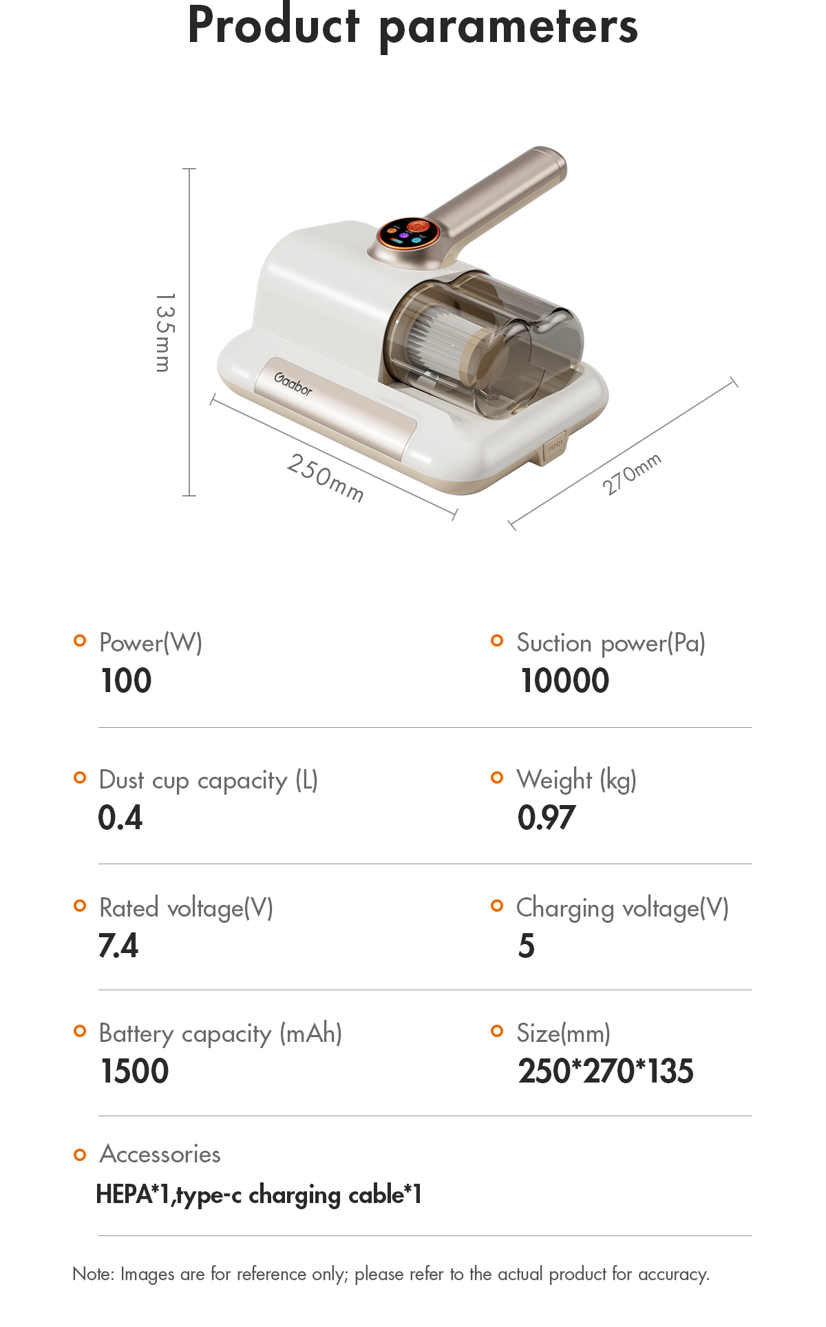 【New Arrival】Gaabor Cordless Dust Mite Vacuum with Dual Cups 10KPa ...