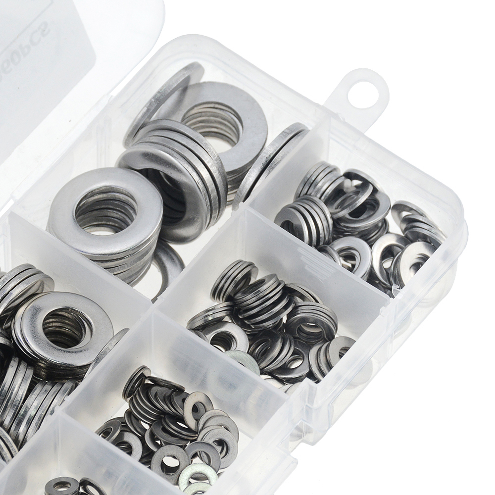 360pcs M2-M10 Stainless Steel Flat Washer Set – Plain 304 Gasket Rings ...