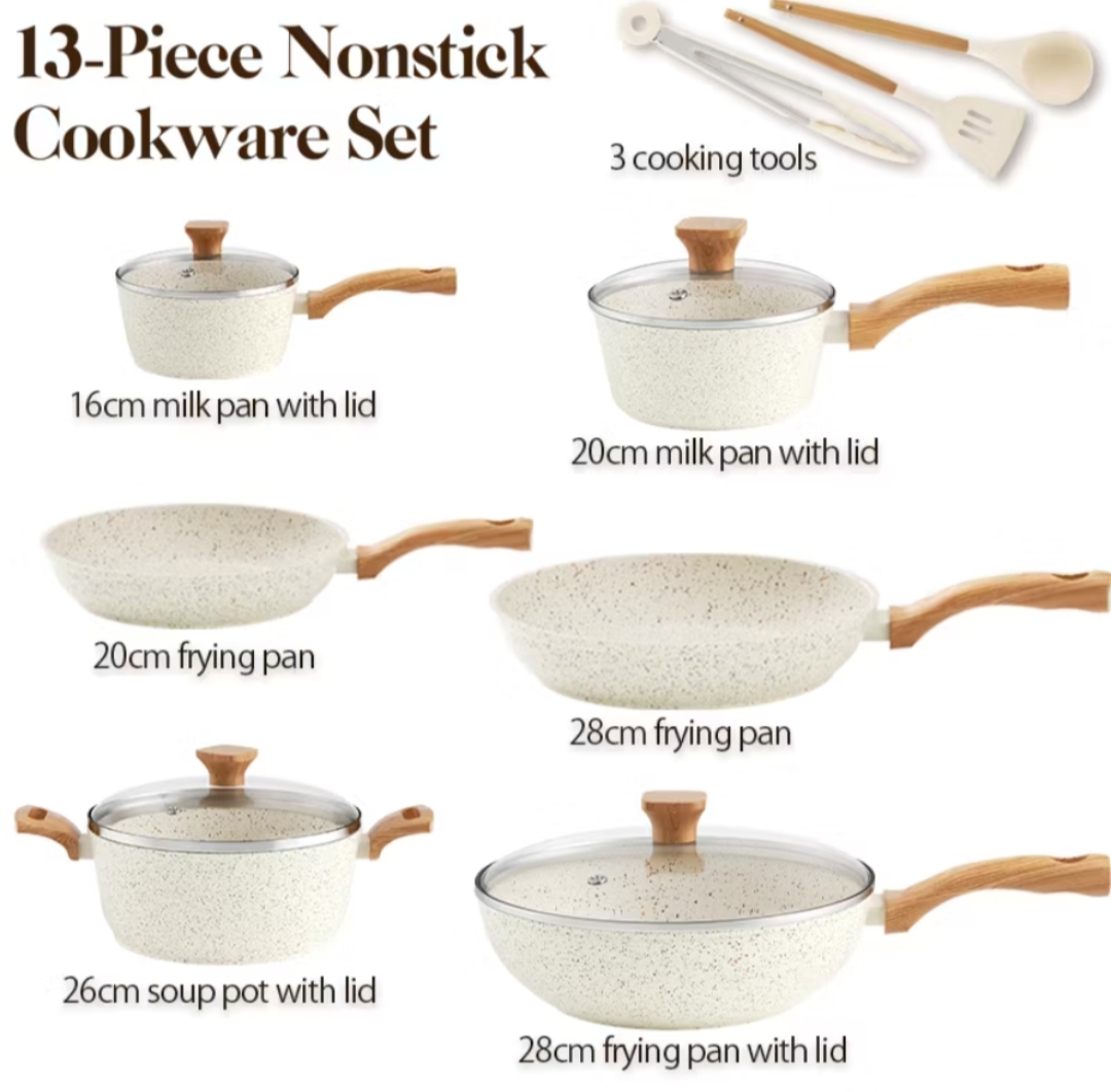 12pcs Nonstick Cookware Set - Frying Pan, Saucepan, Breakfast Pan ...