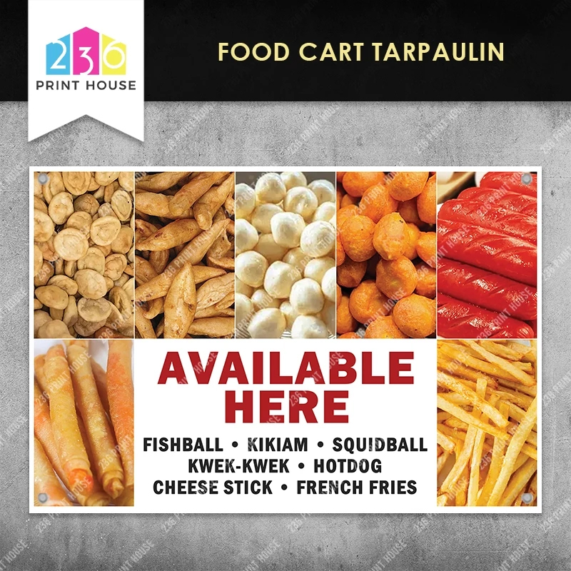 FOOD CART Tarpaulin Banner • Fishball, Kikiam, Squidball Cart Tarpaulin ...