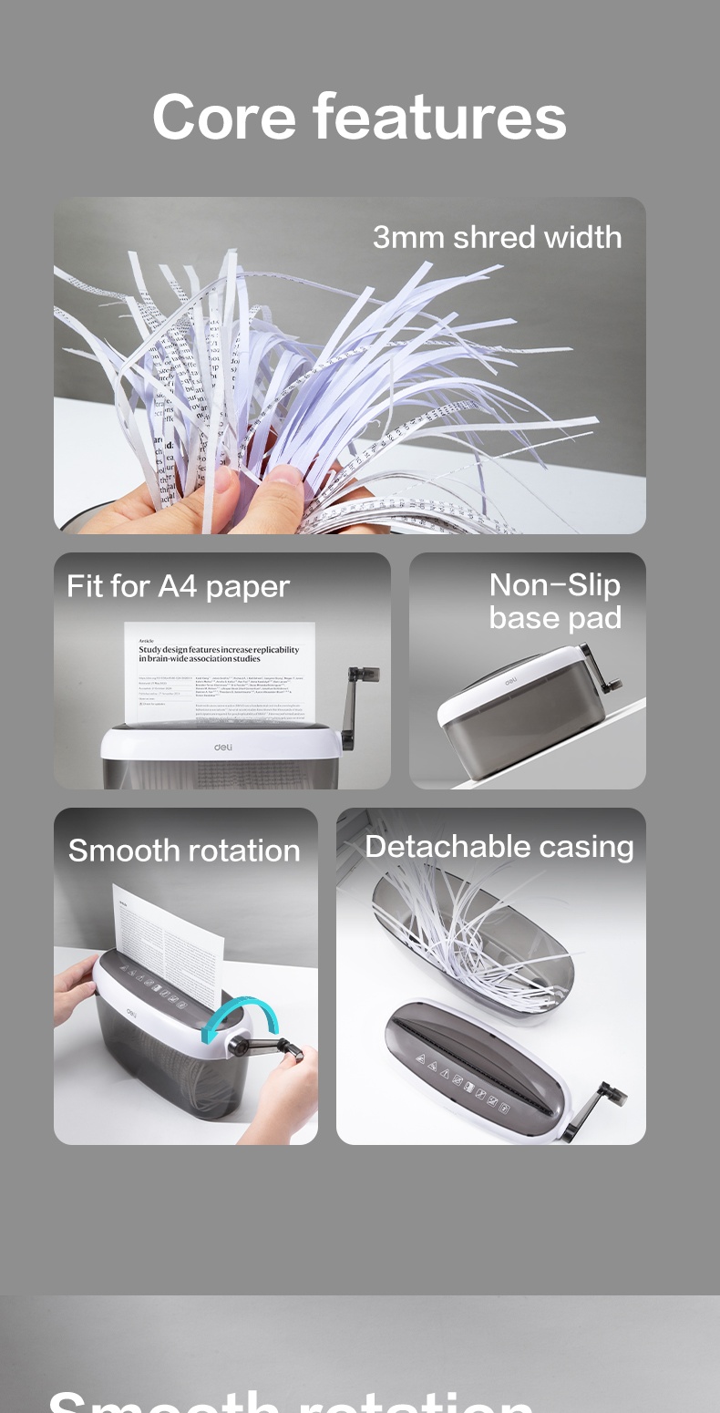 Deli A4 Manual Shredder Desktop 3L Portable Mini Shredder Lightweight ...