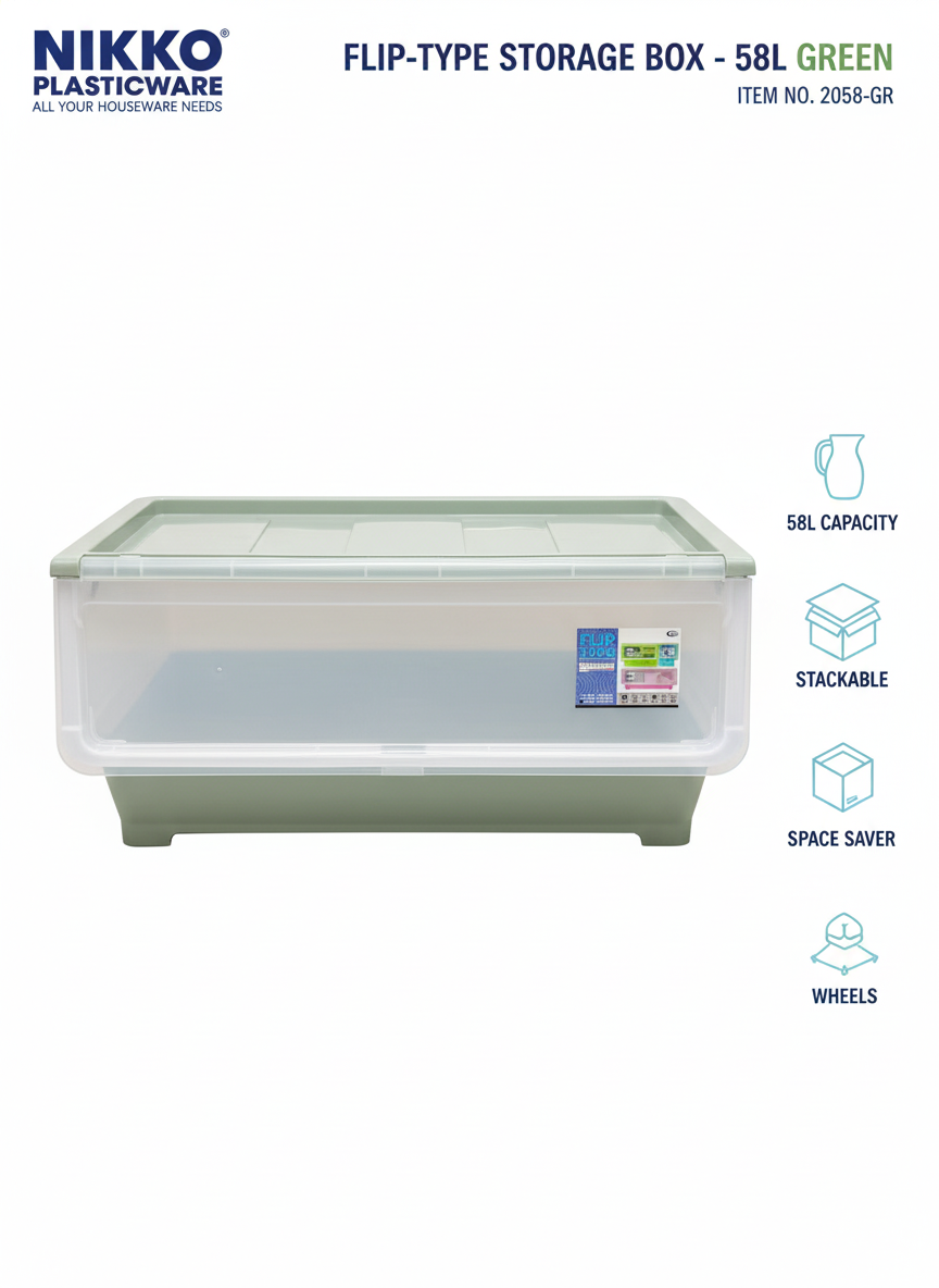 Nikko Flip Top Storage Box Organizer with Wheel Organizer storage ...