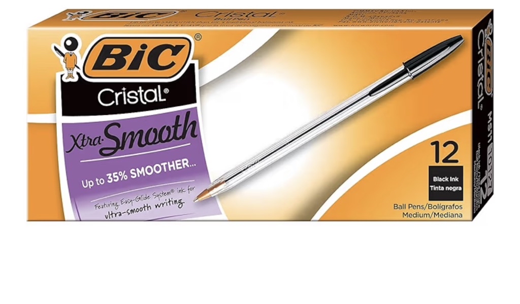 BIC [1 box] Cristal Xtra Smooth Black Ballpoint Pens, Medium Point (1 ...