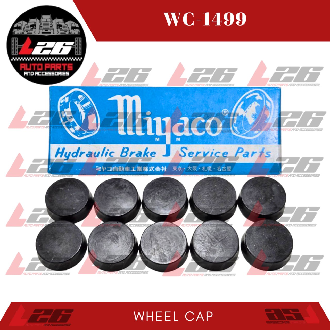 10PIECES 1" MIYACO WHEEL CAP/RUBBER CAP 1INCH FC-1499 WC-1499 brake ...